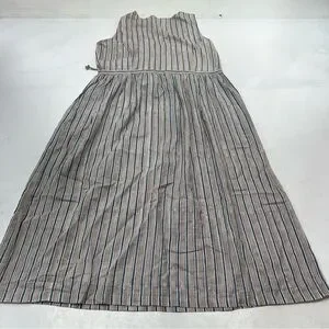 Anokhi | Dresses | Anokhi Womens Beige Blue Striped Midi Dress S L33 ...